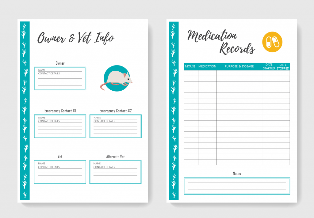 Mice Care Planner: A PDF Printable to Record Important Information ...